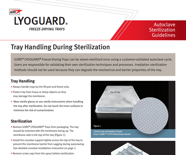 Guide de stérilisation: GORE® LYOGUARD® Freeze-Drying Trays | Gore