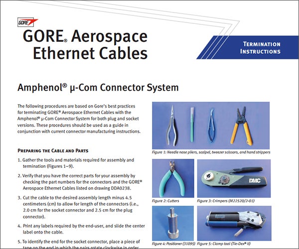 Termination Instructions: GORE® Ethernet Cables with Amphenol® µ-Com ...
